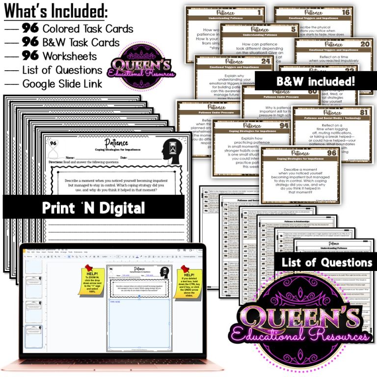 Patience Reflection Questions | SEL Activities for Teens | Emotional ...