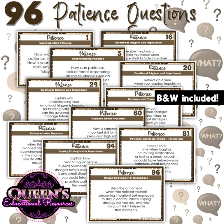 Patience Reflection Questions | SEL Activities for Teens | Emotional ...