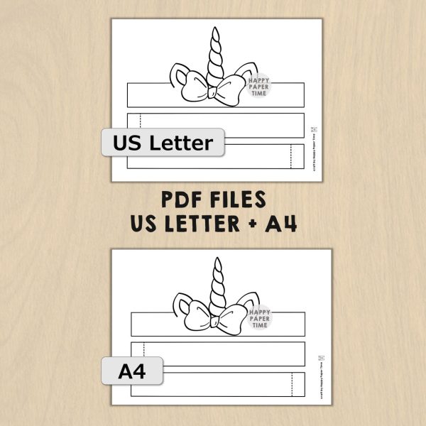 Unicorn Paper Crown Headband Template Printable Bow Coloring Craft ...