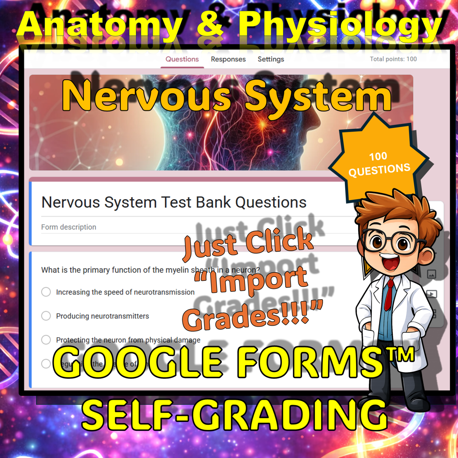Nervous System | Self-Grading Google Forms | Editable | High School ...