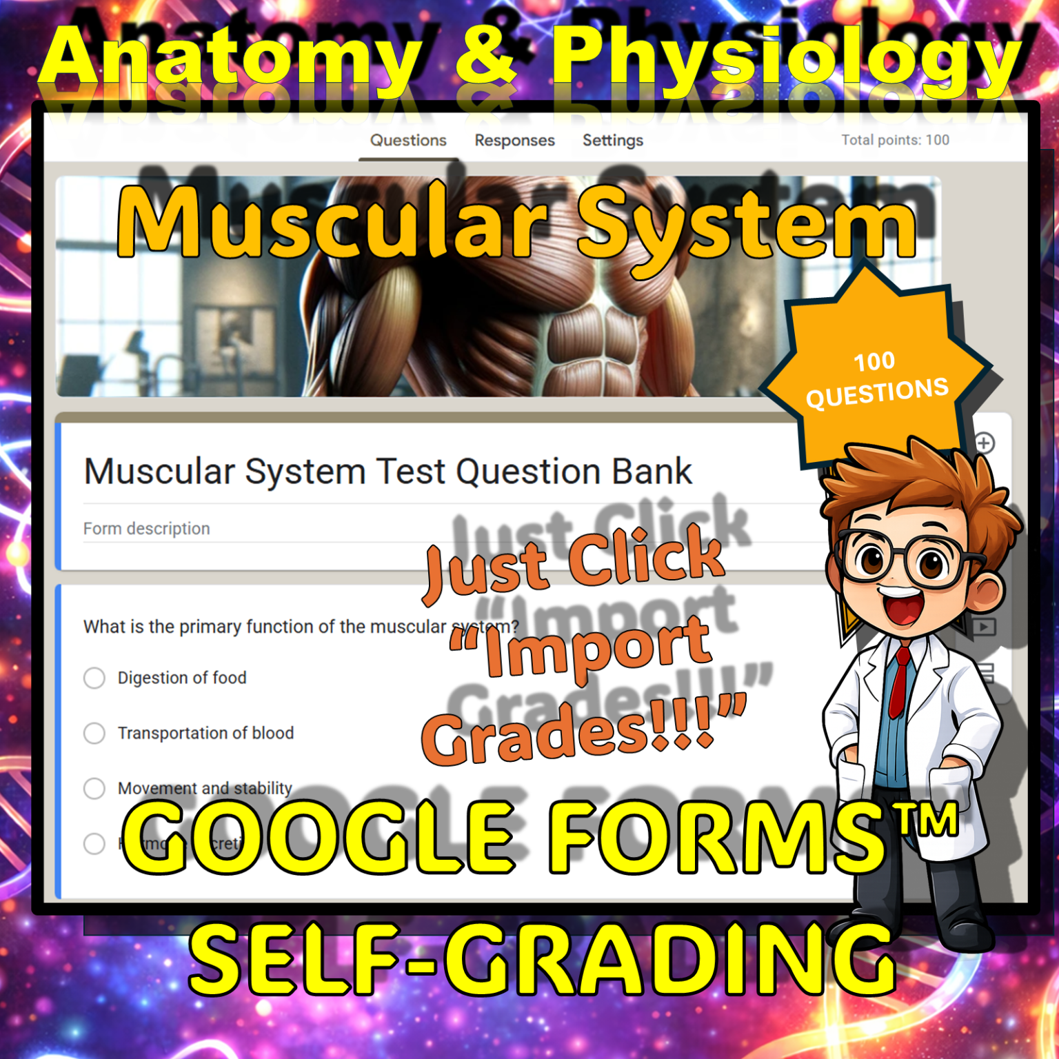 Muscular System | Self-Grading Google Forms | Editable | High School ...