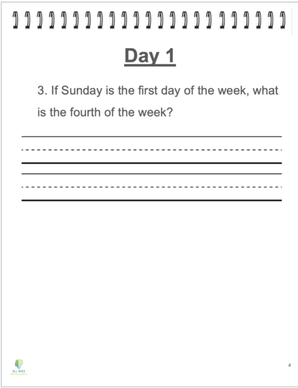 FREE Calendar Skills Workbook Sample: Days 1-4 w/FREE Blooket - Made By ...