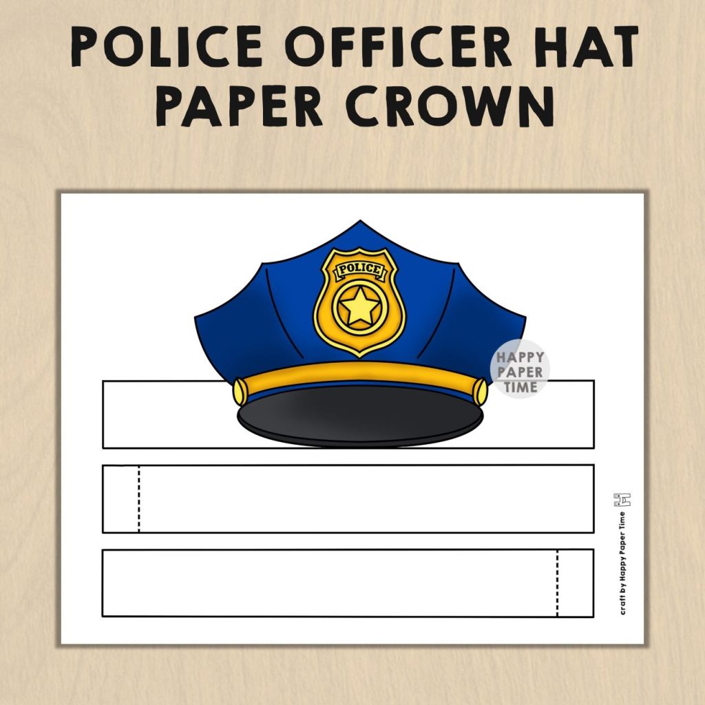 Police Officer Hat Paper Crown Headband Printable Costume Craft Kids ...