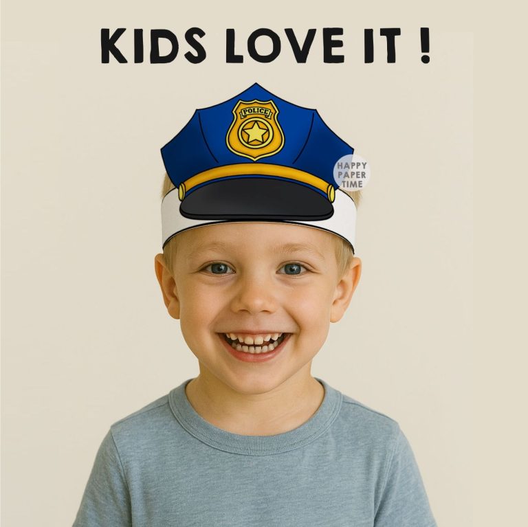 Police Officer Hat Paper Crown Headband Printable Costume Craft Kids ...