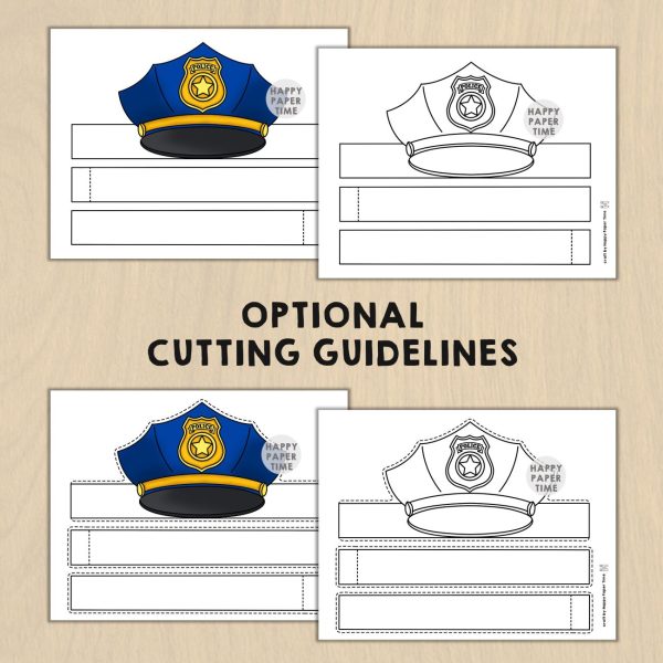Police Officer Hat Paper Crown Headband Printable Coloring Craft Kids ...