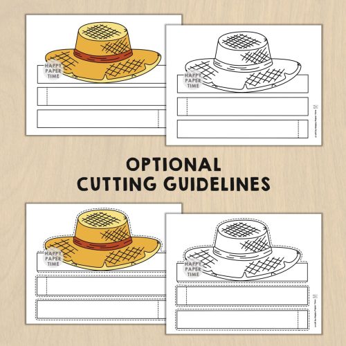 Farmer Straw Hat Gardener Paper Crowns Printable Coloring Craft ...