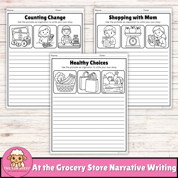 At the Grocery Store Narrative Writing | Shopping Story Prompts for ...