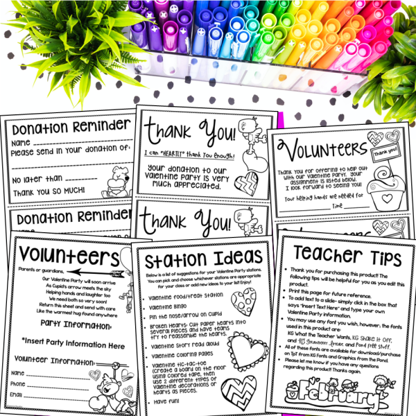 Valentine's Day Party Starter Pack Templates, Forms and Stations ...