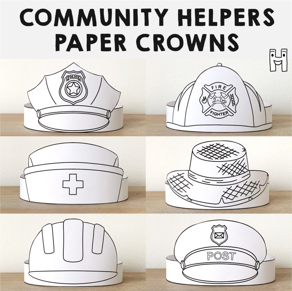 Community Helpers Paper Hats Crowns Headbands Career Day Printable ...