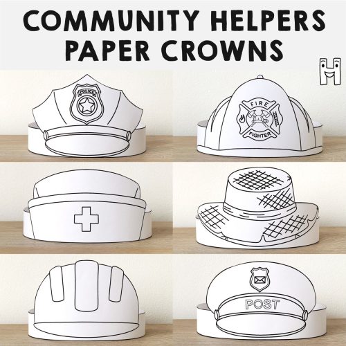 Community Helpers Paper Hats Crowns Headbands Career Day Printable ...