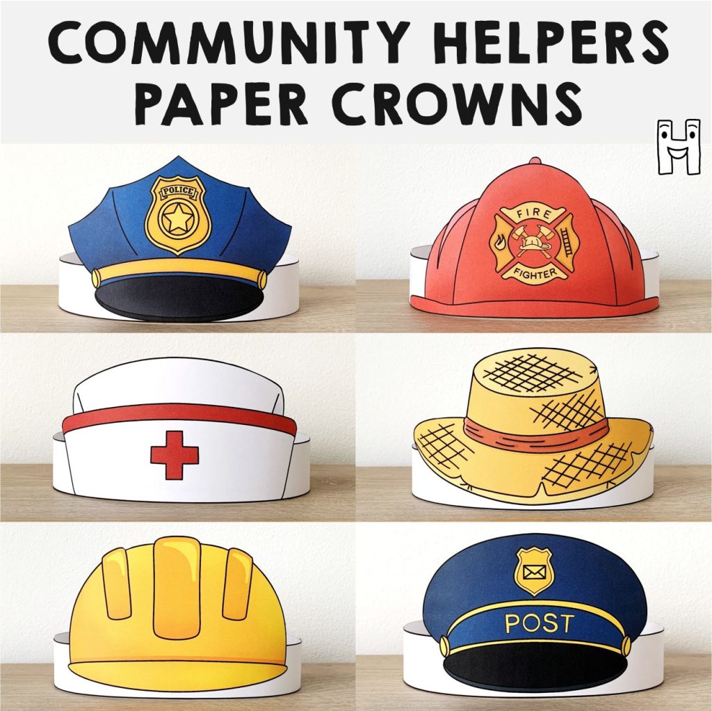 Community Helpers Paper Hats Crowns Headbands Career Day Printable ...