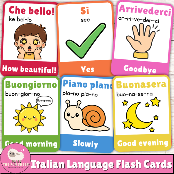 Italian Language Flash Cards | Beginner Italian Vocabulary with ...