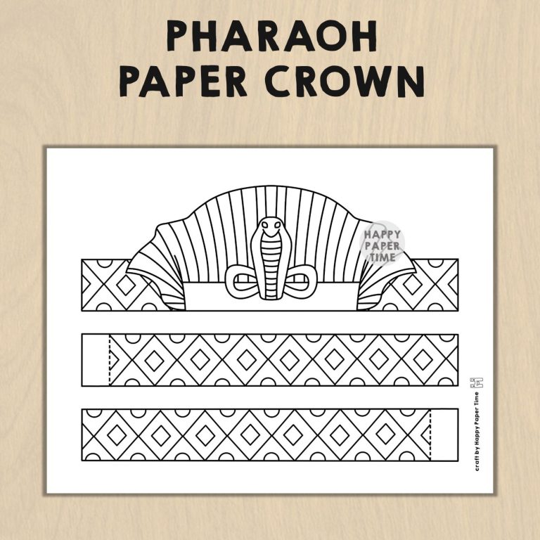 Pharaoh Paper Crown Headband Printable ancient Egypt Coloring Craft ...