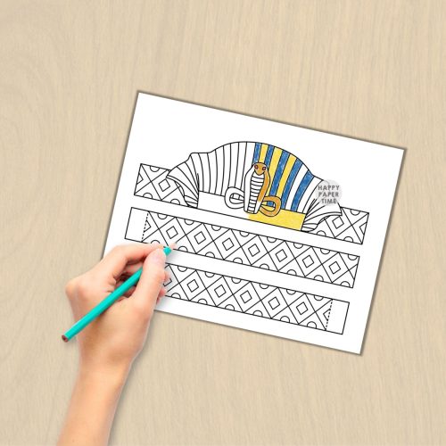 Pharaoh Paper Crown Headband Printable ancient Egypt Coloring Craft ...