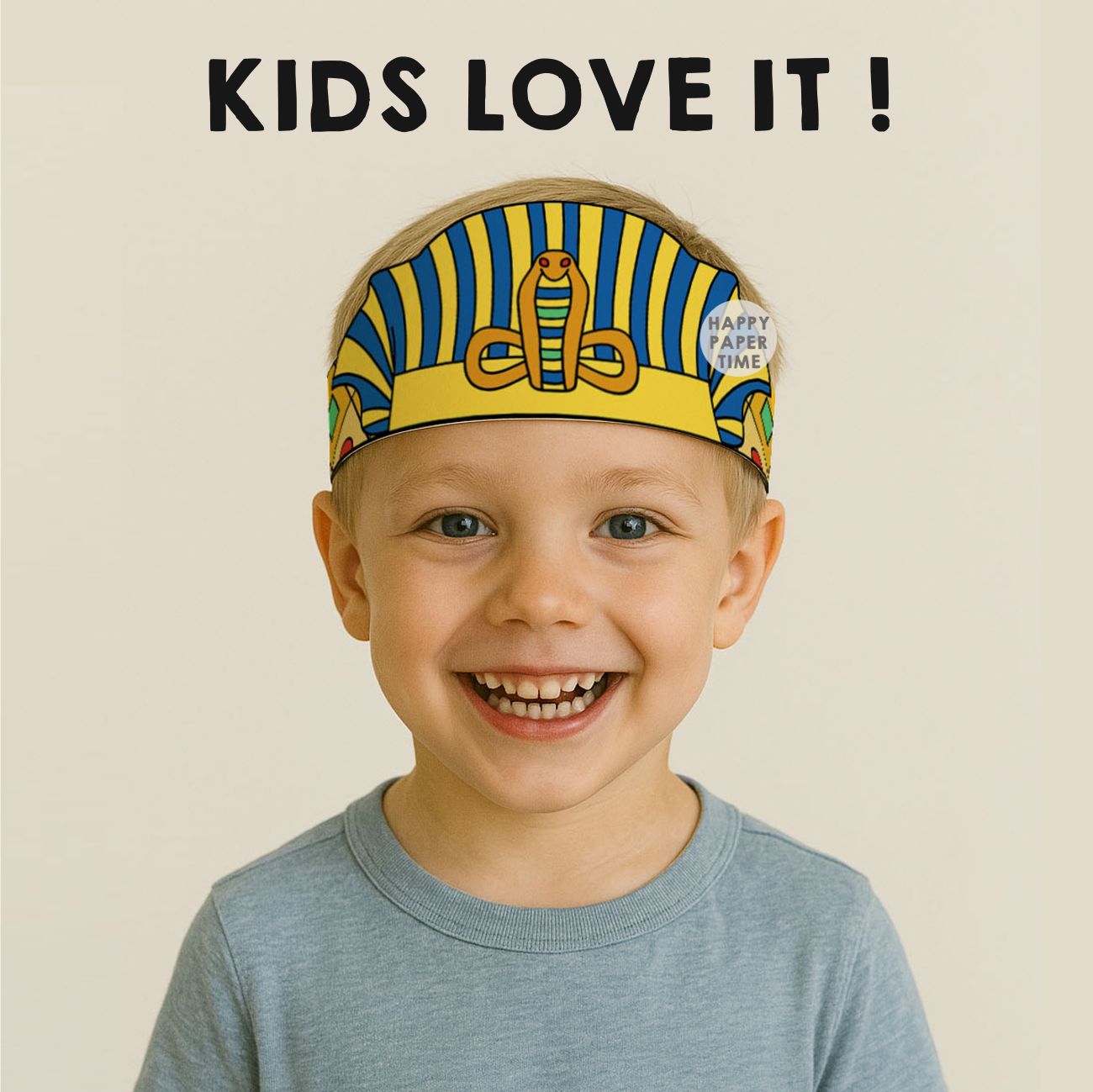 Pharaoh Paper Hat Crown Headband Printable ancient Egypt Costume Craft ...