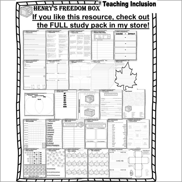 Henry’s Freedom Box Reading Quiz Test Questions & Story Sequencing ...