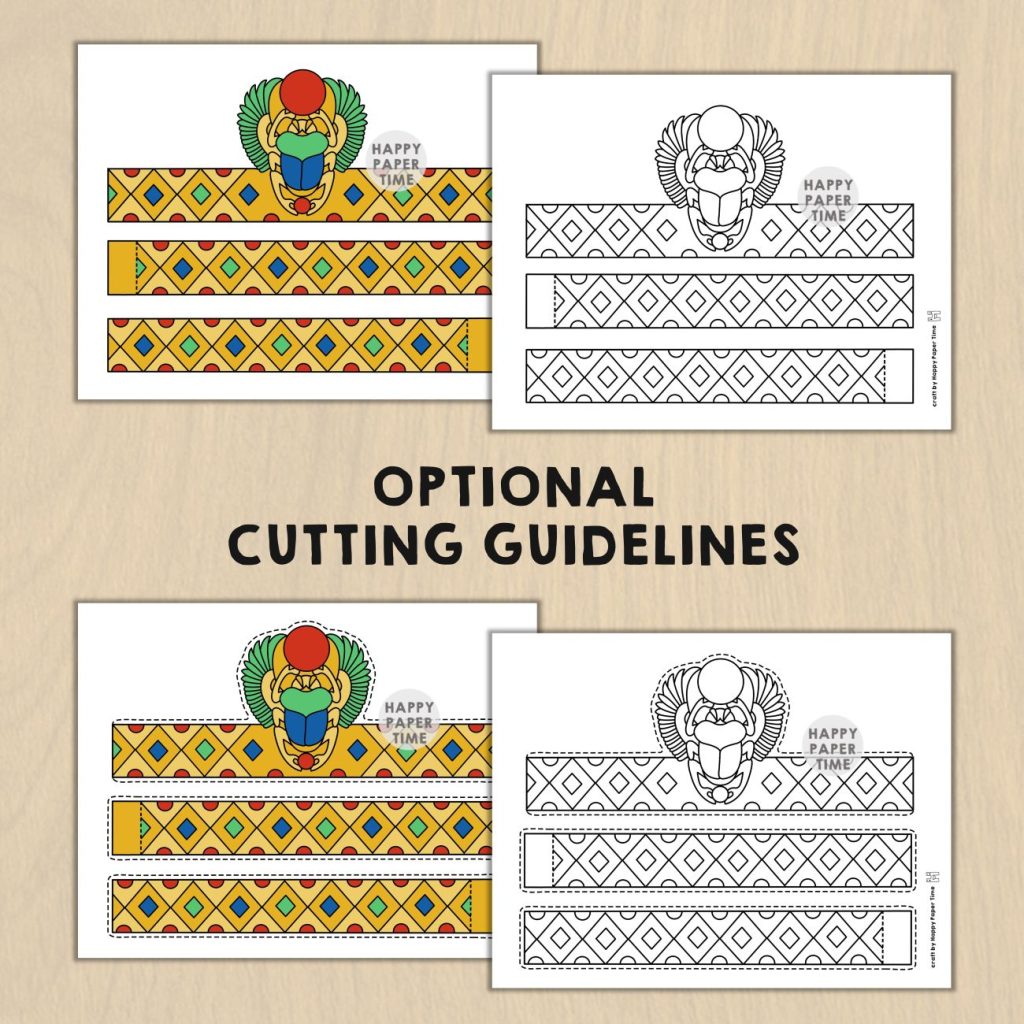 Ancient Egypt Paper Crowns Headbands Printable Scarab Coloring Craft ...