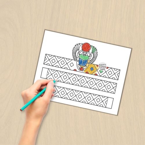 Ancient Egypt Paper Crowns Headbands Printable Scarab Coloring Craft ...