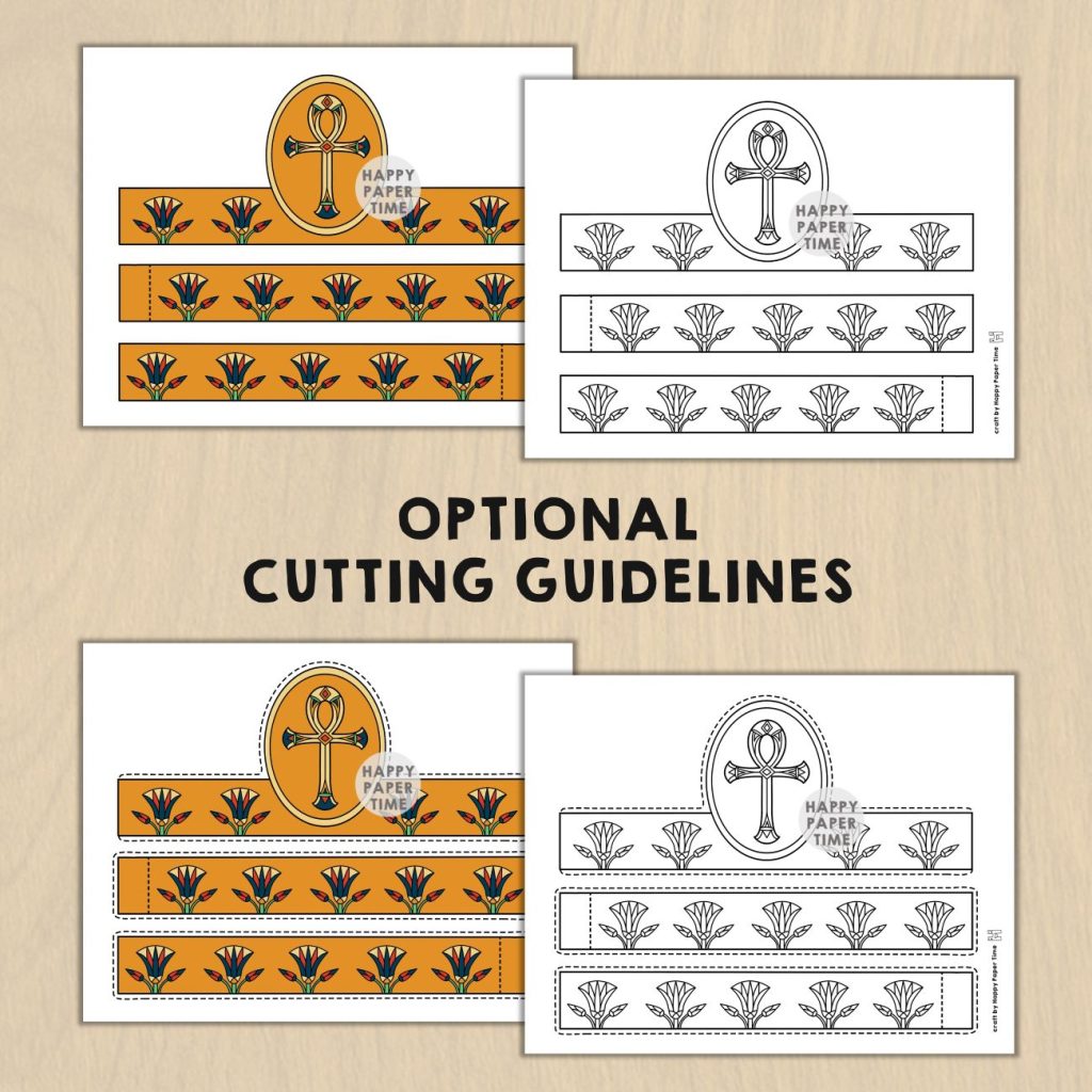 Ancient Egypt Paper Crown Headband Printable Coloring Craft Kids Ankh ...