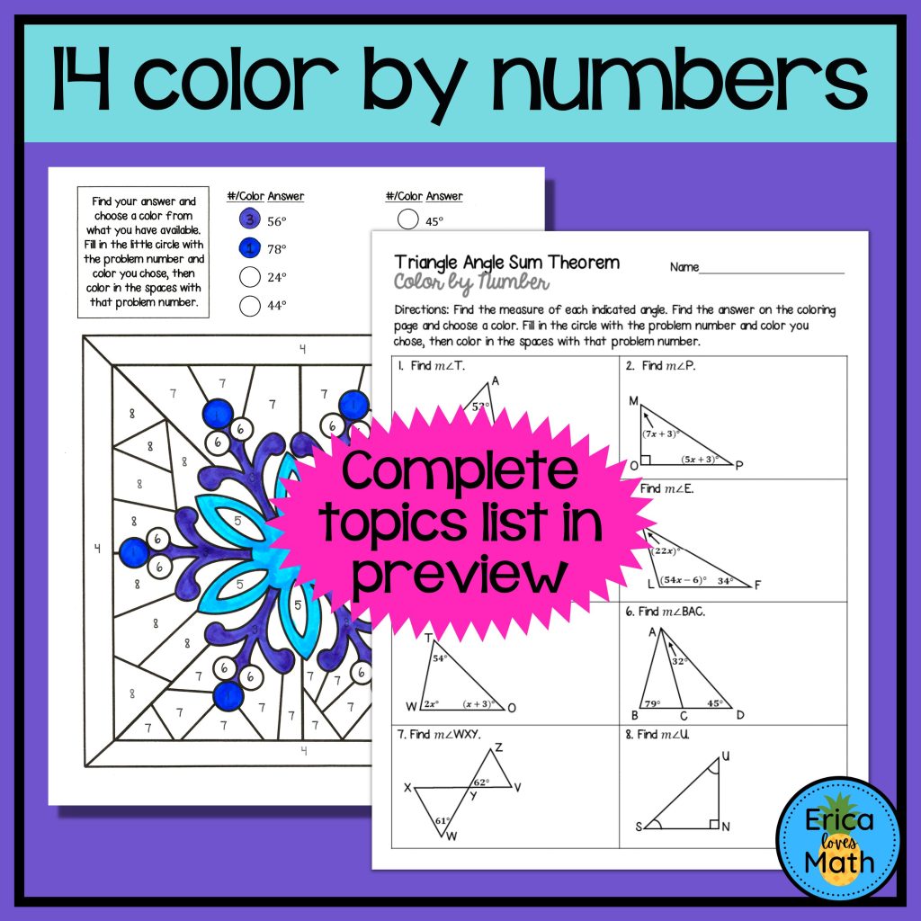 Color by Number Activity Bundle for Geometry - Made By Teachers