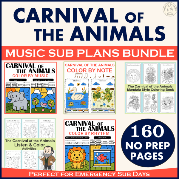 Carnival of the Animals Music Sub Plans Bundle | NO PREP | Elementary ...