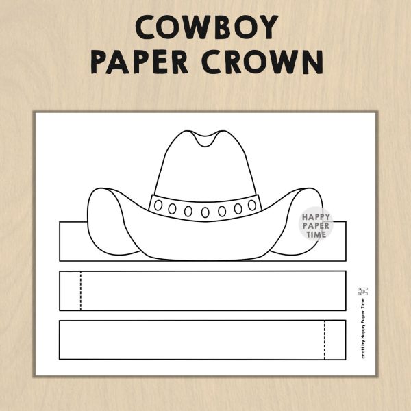 Cowboy Hat Paper Crown Printable Wild West Coloring Craft Activity for ...