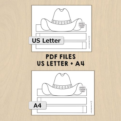 Cowboy Hat Paper Crown Printable Wild West Coloring Craft Activity for ...