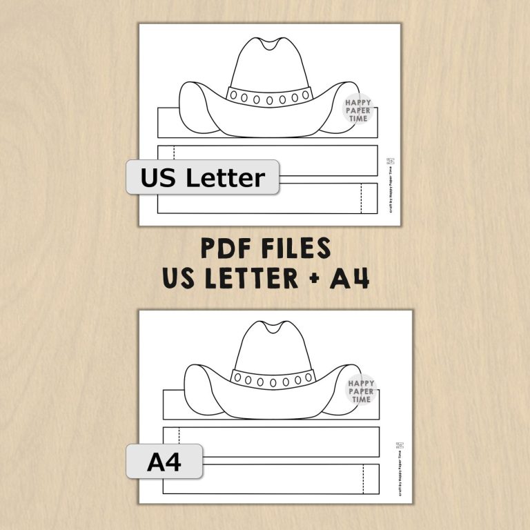 Cowboy Hat Paper Crown Printable Wild West Coloring Craft Activity for ...