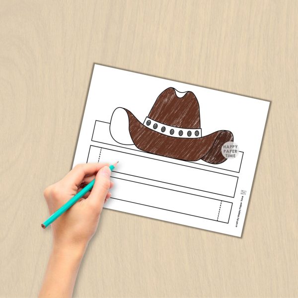 Cowboy Hat Paper Crown Printable Wild West Coloring Craft Activity for ...