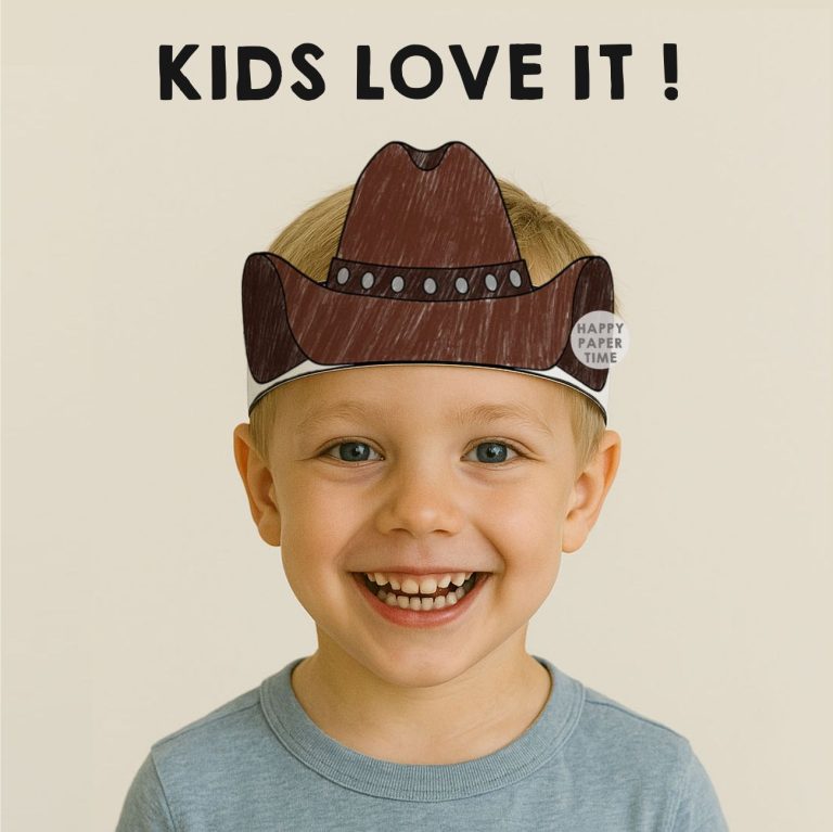 Cowboy Hat Paper Crown Printable Wild West Coloring Craft Activity for ...