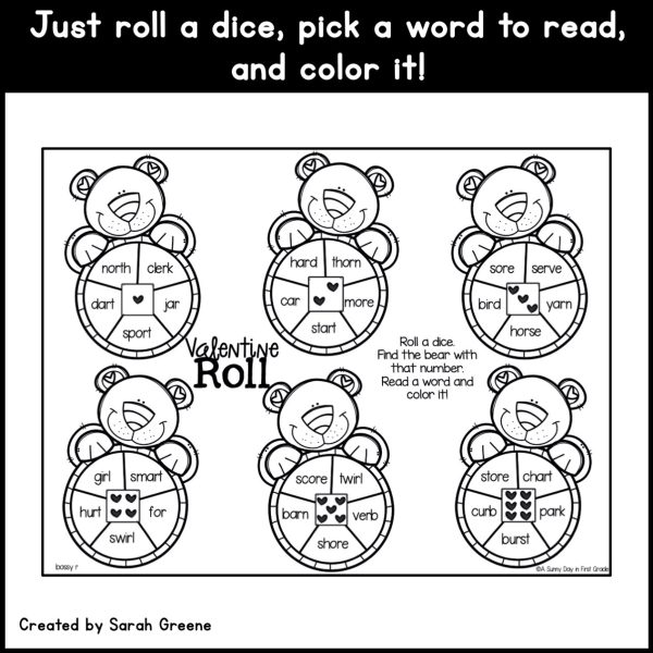 Valentine's Day Bossy R Roll & Read Games - Made By Teachers
