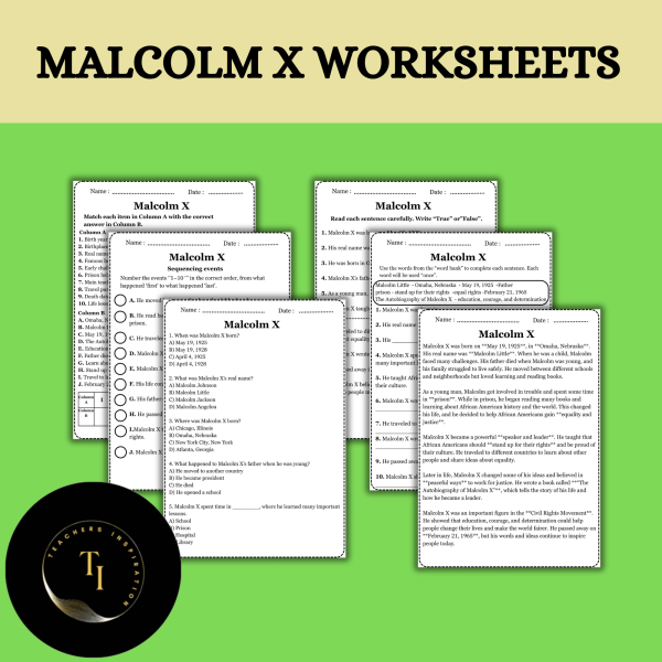 Malcolm X Reading Comprehension Worksheets | 4th Grade Black History ...