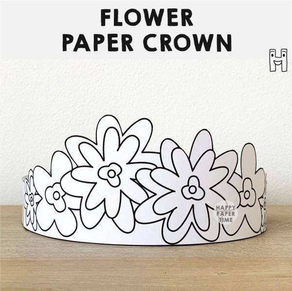 Flowers Paper Crown Headband Printable Coloring Craft - Made By Teachers