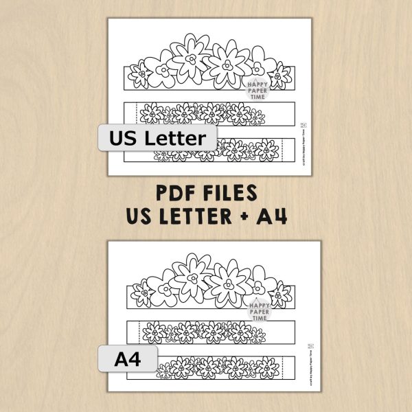 Flowers Paper Crown Headband Printable Coloring Craft - Made By Teachers
