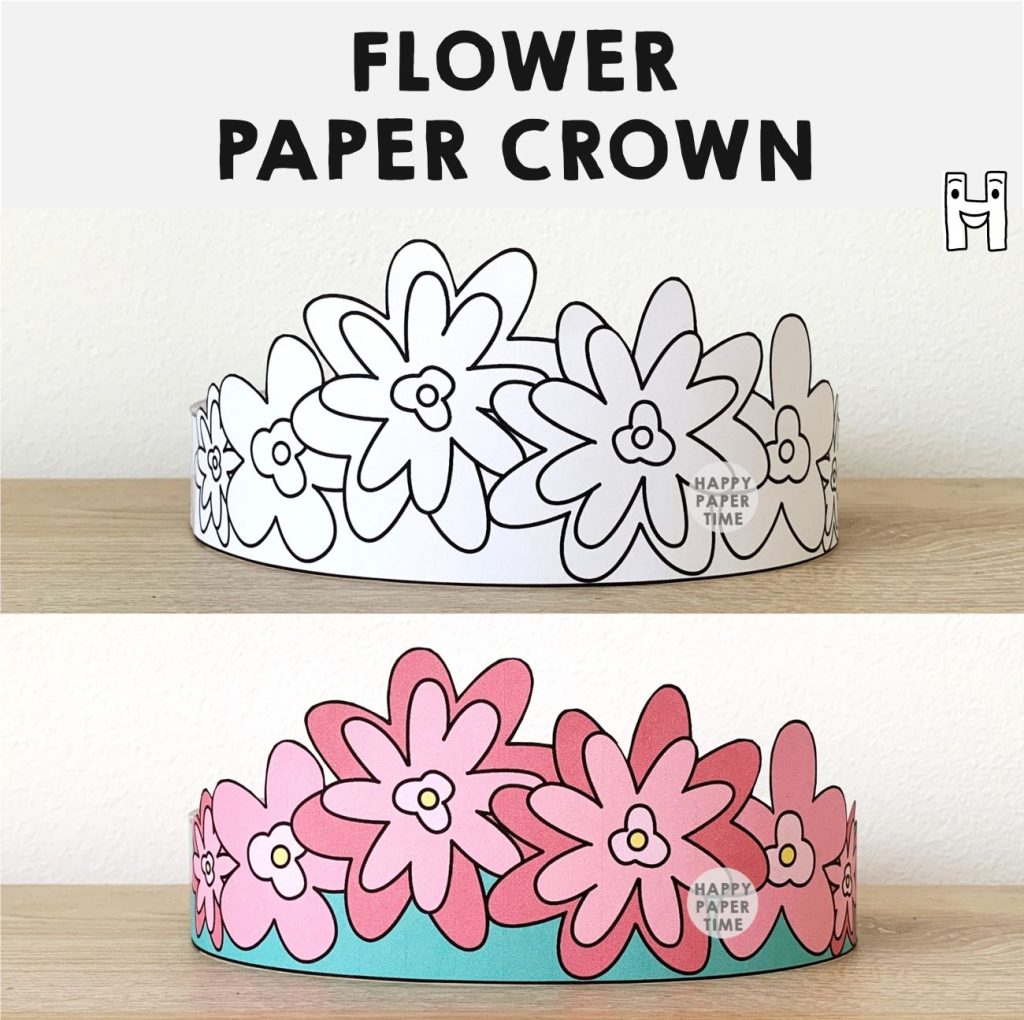 Flowers Paper Crown Headband Coloring Costume Craft Activity - Made By ...