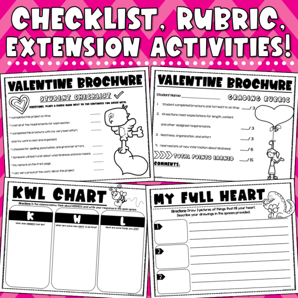 Valentine's Day Writing Activities | Kindness Brochures and Bulletin ...