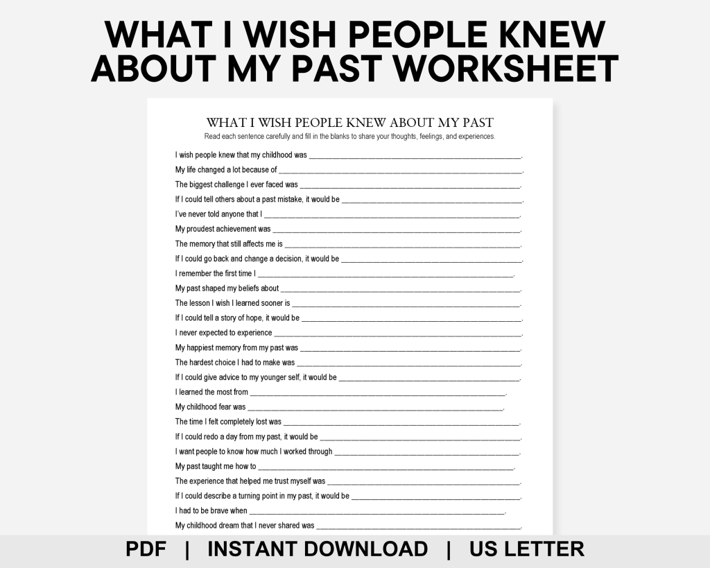 What I Wish People Knew About My Past Worksheet, Inner Child, Shadow ...