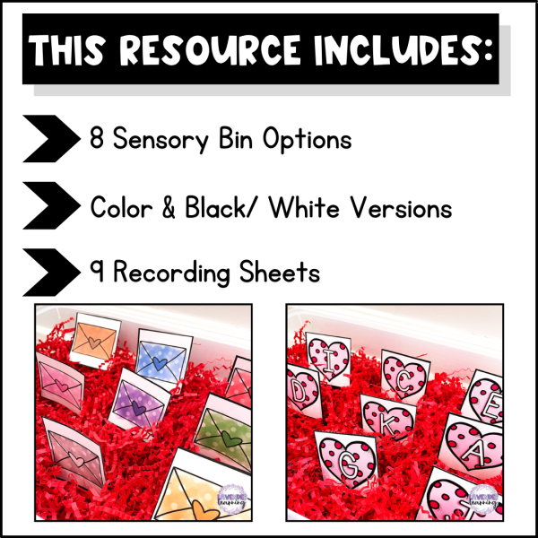 February Valentines Day Sensory Bin Alphabet Letters Shape Fine Motor ...