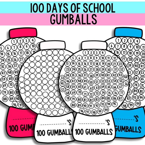 100 Days of School Printable Gumball Machine Craft 100th Day Gumballs ...