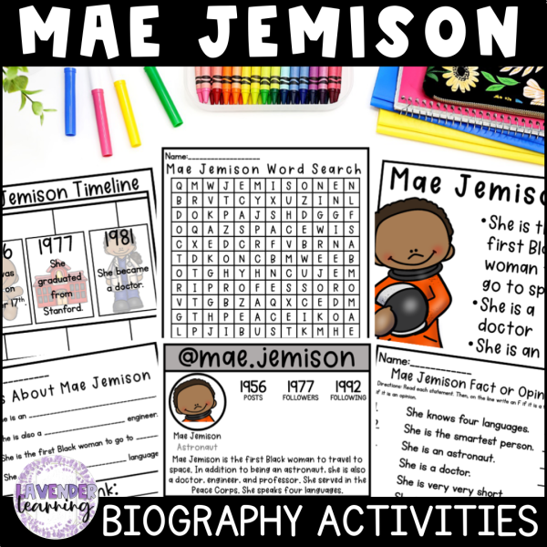 Mae Jemison Biography Activities, Flip Book, and Report - Black History ...