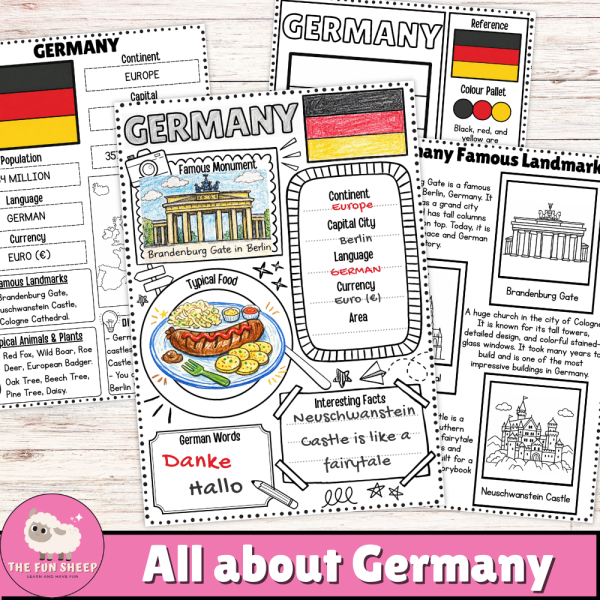 All about Germany Worksheets | Country Study Research Project Geography ...