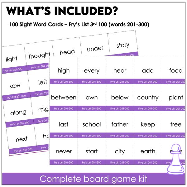 Fry’s 3rd 100 Sight Words Board Games | Sight Word Center | Words 201 ...