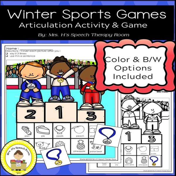 No Prep Winter Sports Games Speech Therapy Articulation Activity Speech ...