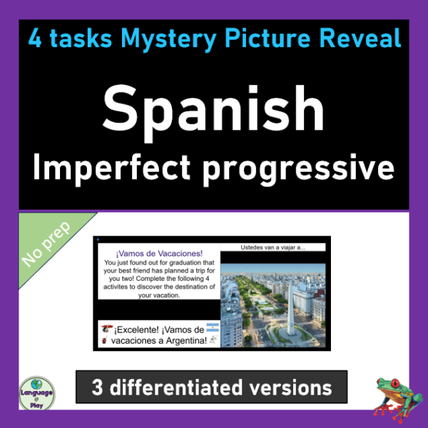 Imperfect Progressive Past Tense Spanish Verbs Mystery Picture Reveal ...