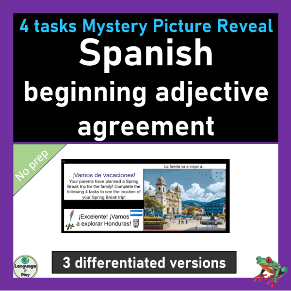 Adjective Agreement Beginning Spanish Mystery Picture Reveal No Prep ...