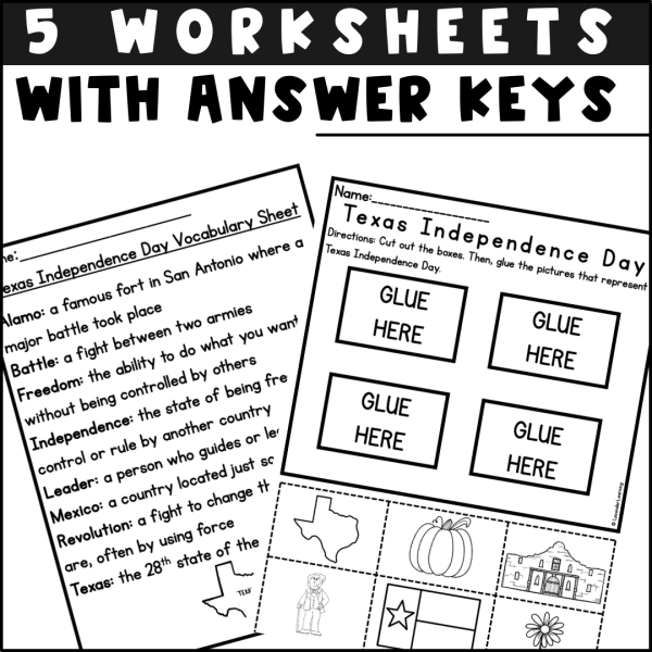 Texas Independence Day Activities All About Texas History Worksheets ...