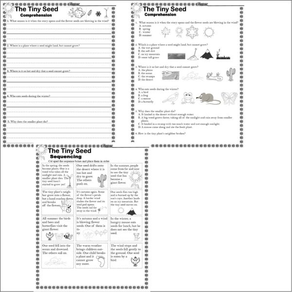 The Tiny Seed Plant Cycle Reading Quiz Test & Story Sequencing - Made ...