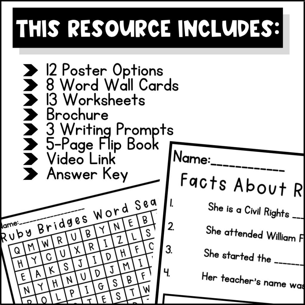 Ruby Bridges Reading Comprehension Passage Timeline Worksheet First ...