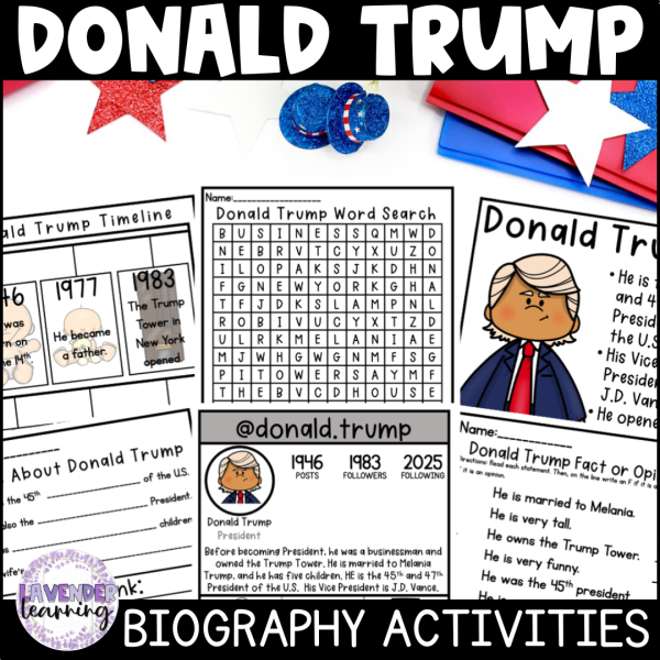 Donald Trump Biography Activities for Kindergarten, First Grade ...