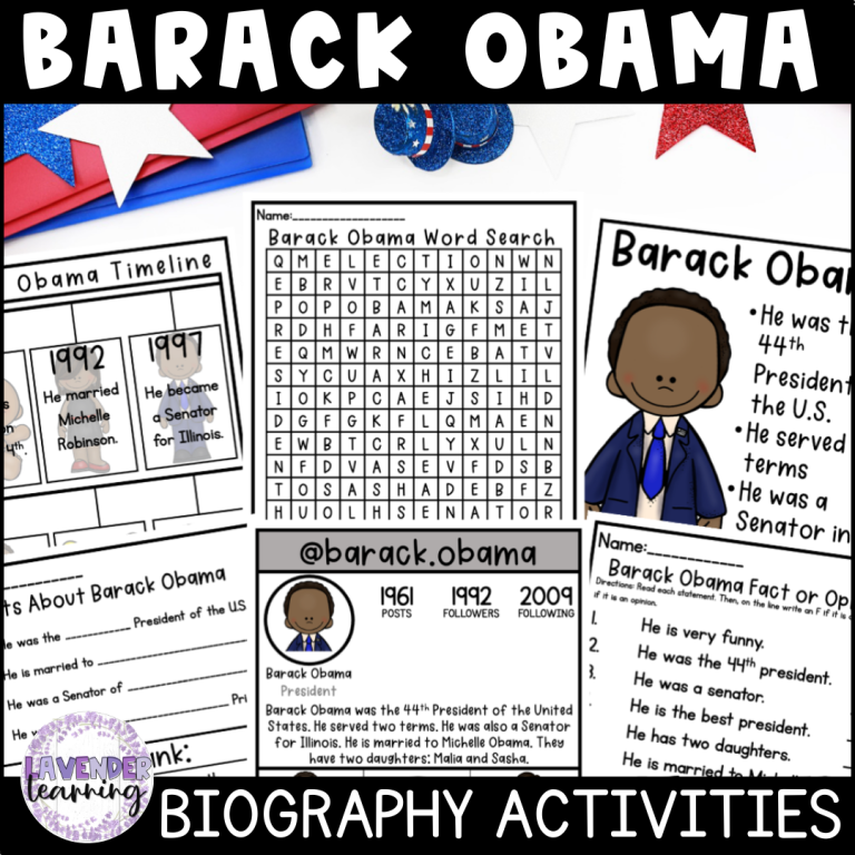 Barack Obama Biography Activities for Kindergarten, 1st Grade, & 2nd ...